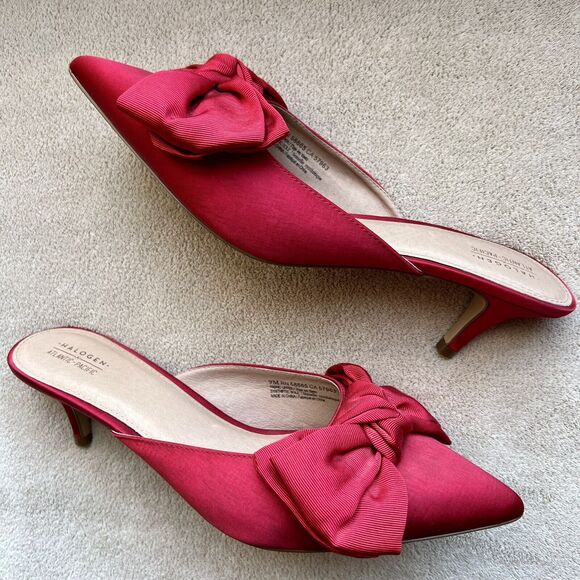Halogen | Shoes | Halogen X Atlantic Pacific Ciara Bow Red Satin Slide ...